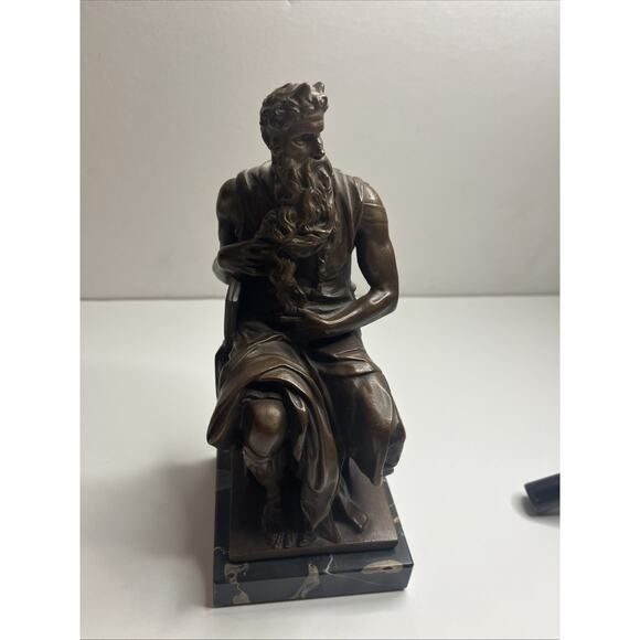 Art | Bronze Marble Statue Moses Jewish Christian Art Deco Religious ...